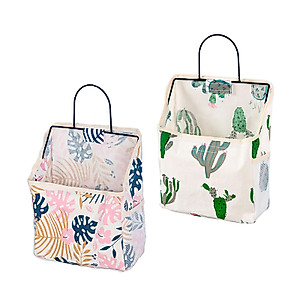 SuperDuo 2Pack Wall-Mounted Fabric Storage Bag Big Pocket Clothing Closet Organizer Basket Over The Door Linen Cotton Hanging Shelves Home Kitchen Box for Bedroom Bathroom Dormitory Desktop