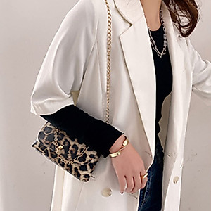 AOXIANG Small Leopard Print PU Leather Crossbody Bag Shoulder Purse Cell Phone Pouch Handbag Waist Bag, Brown, One Size