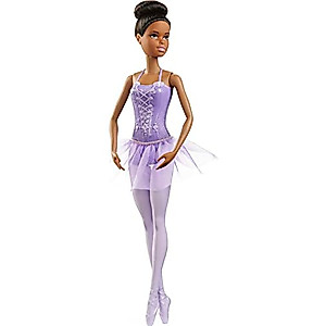 Barbie Ballerina Doll in Purple Removable Tutu with Black Hair in Top Knot, Brown Eyes, Ballet Arms & Sculpted Toe Shoes