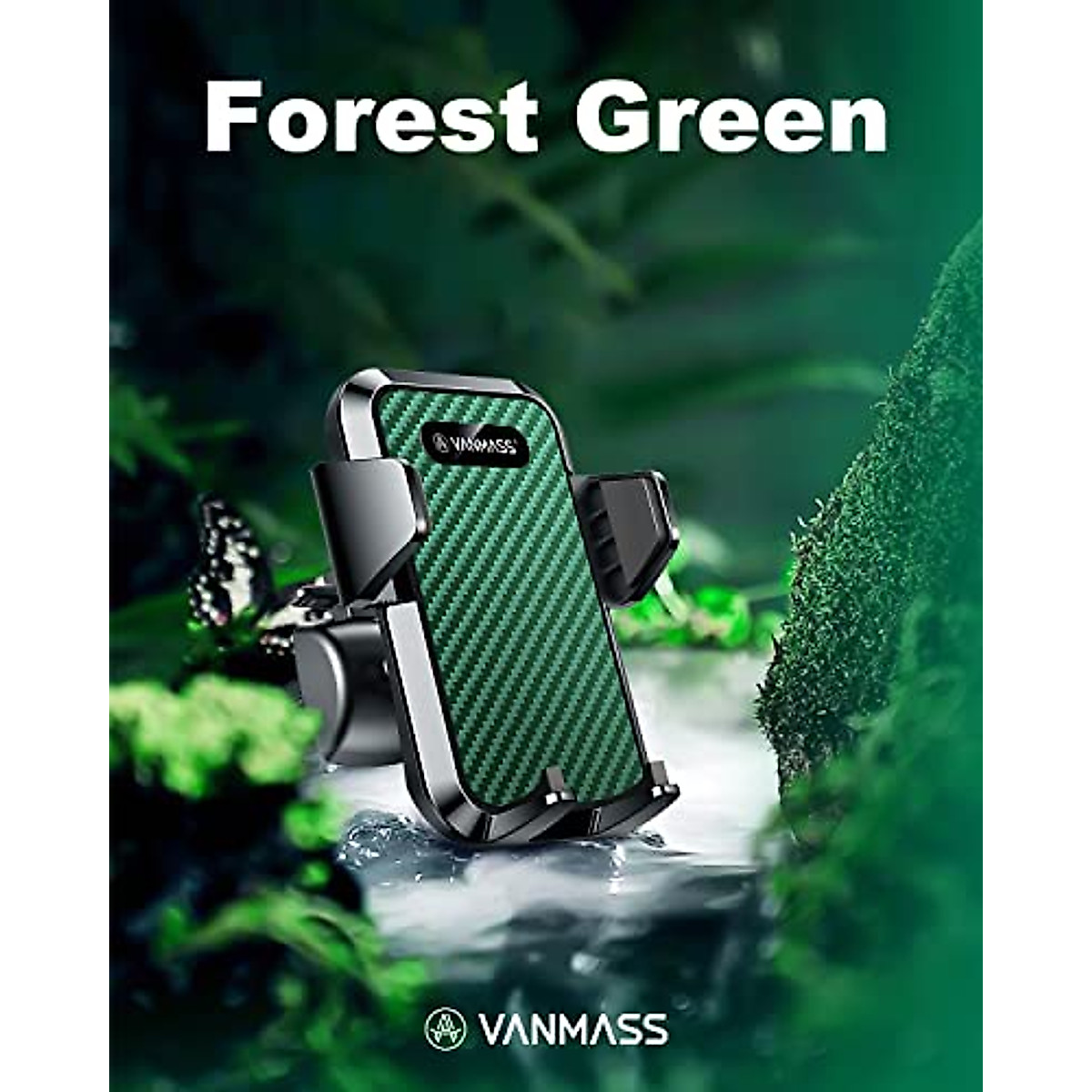 VANMASS Universal Car Phone Mount,【Patent & Safety Certs】 Upgraded Handsfree Dashboard Stand, Phone Holder for Car Windshield Vent, Compatible iPhone 14 13 12 11 Pro Max Xs XR X, Galaxy (Green)