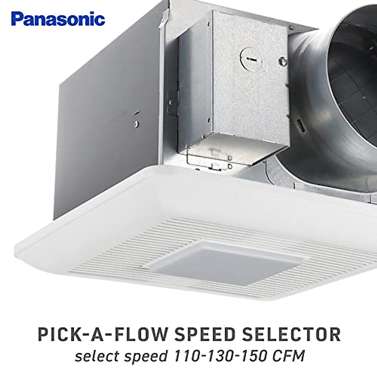 Panasonic FV-1115VQL1 WhisperCeiling DC Ventilation Fan with LED Light - 110-130-150 CFM - Ceiling or Wall Mount Bathroom Fan