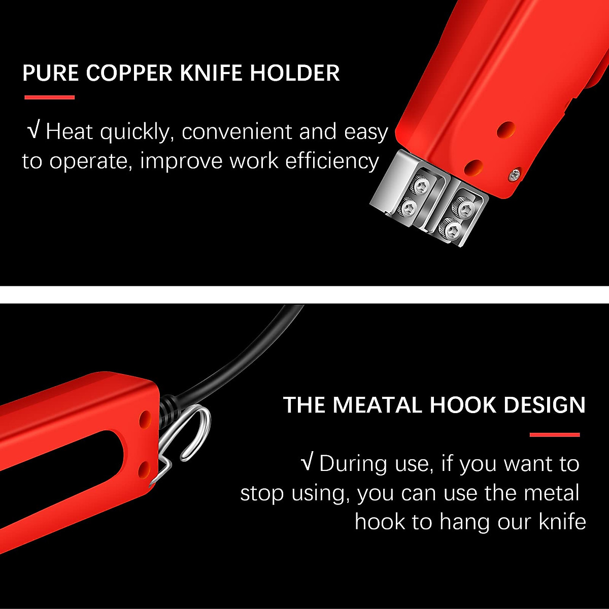 RONGTER Electric Hot Knife Rope Fabric Foam Fabric Cutter with 2 Blades Hot Knife 100W up to 932℉（500℃）, Hotwire Foam Cutter 110V, Cutting Tool for Fabrics Ropes Belts Foam Board Kt Board Leather