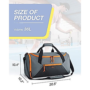 Gym Bag for Men, BAGSMART 36L Sports Duffle Bag, Lightweight Weekender Duffel Bag With Shoe Bag, Water Resistant Workout Sports Bag for Travel Fitness Swimming Yoga - Black