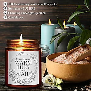 Briojoy Sending You Warm Hug in a Jar Candle - Friendship Gifts for Women Men Best Friend - Relaxing Gift for Her Him - Natural Soy Candle for Home - Sea Salt Jasmine Scented Candles for Stress Relief