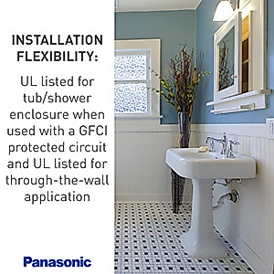 Panasonic FV-1115VQL1 WhisperCeiling DC Ventilation Fan with LED Light - 110-130-150 CFM - Ceiling or Wall Mount Bathroom Fan