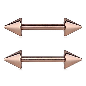 Ruifan 316L Stainless Steel Spike Nipple Shield Barbell Ring Bar Body Piercing Retainer 14G 1/2Inch 10PCS