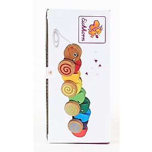 Eichhorn 100003447 Nachziehtier-100003446 Pull-Along Caterpillar with Movement, 32 cm Long, Beech Wood, Colourful