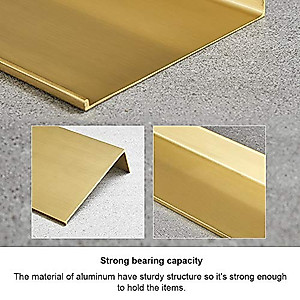 Baffect Wall-Mounted Shelves, Heavy-Duty Metal Kitchen Organizers, Small Aluminum Alloy Floating Shelves for Bathroom (Set of 2, Golden)