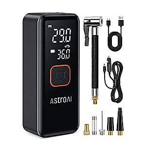 AstroAI Tire Inflator Portable Air Compressor, Cordless Car Tire Pump with 6600 mAh Battery & DC Cord, 150PSI Bike Pump with Dual Values Display for Cars, Motorcycles, Balls, Car Accessories CZK-3689