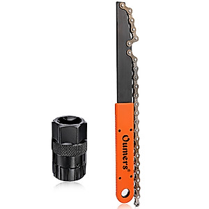 Oumers Bike Chain Tools Kit, Upgrade Rotor Lockring Removal Wrench & Chain Whip with Cassette/Bicycle Flywheel Remover Sprocket Remover Tool Pack