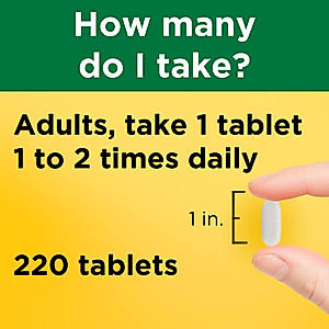 Nature Made Calcium 600 mg with Vitamin D3, Dietary Supplement for Bone Support, 220 Tablets