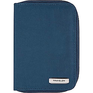 Travelon RFID Blocking Passport Zip Wallet, Ocean, 4 x6 .5