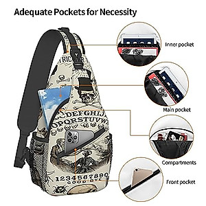 ZHUBAJIE Crossbody Sling Backpack trick or treat Ouija Board Skulls Crossbones Small Chest Bag Day-pack Fanny Pack Cross Body Bag for Hiking Travel