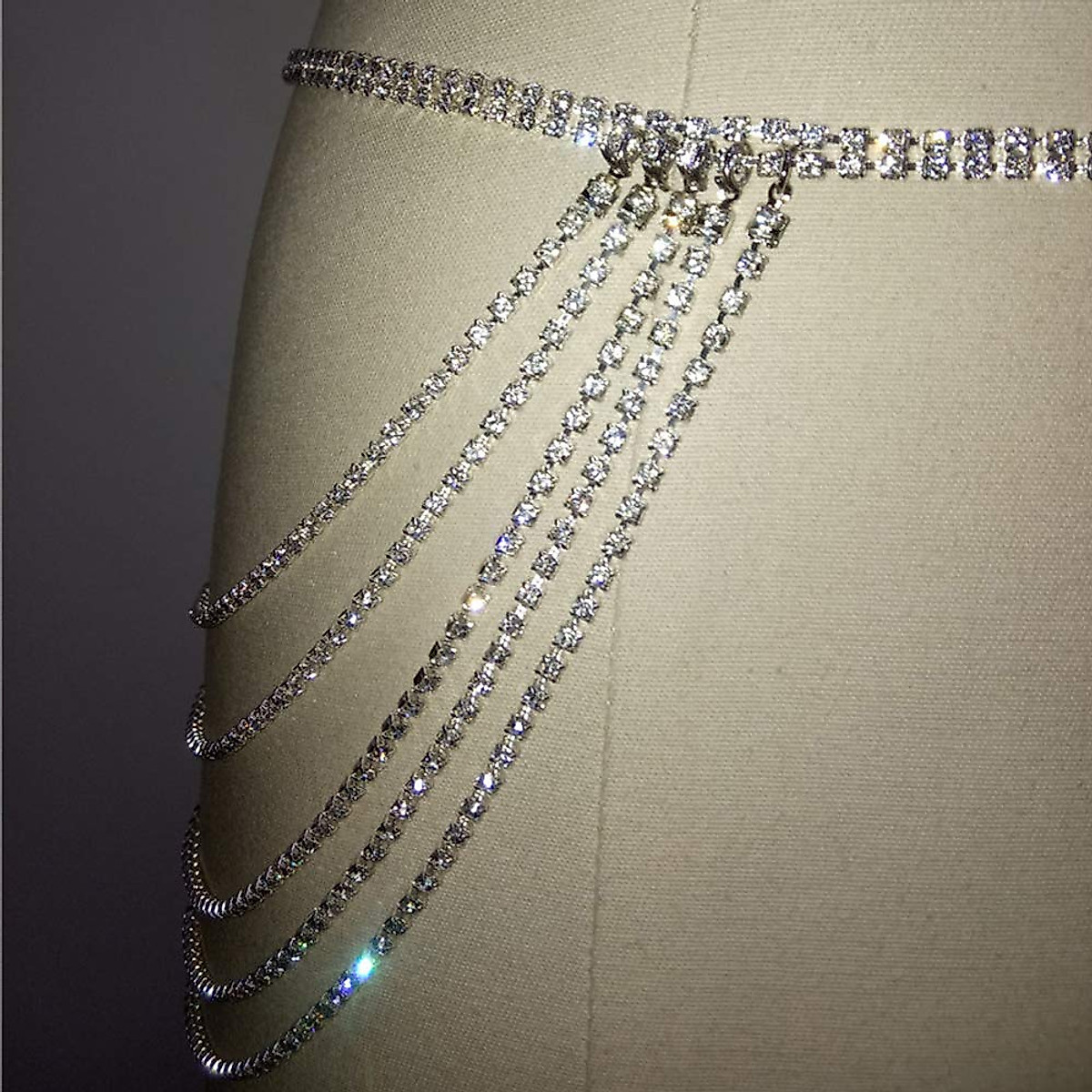 Rhinestone Body Chains Belt Crystal Waist Chains Heart Pendant Summer Beach Waist Body Jewelry Festival Belt Belly Jewelry for Women
