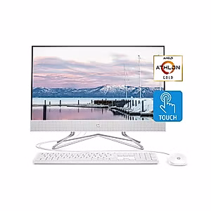 HP 24-inch All-in-One Touchscreen Desktop Computer, AMD Gold 3150U Processor, 8 GB RAM, 512 GB SSD, Windows 10 Home (24-df0040, White), Snow White (Renewed)