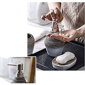 MADPET Soap Dispenser for Bathroom Kitchen, Bathroom Accessories Set Vintage Handmade Ceramic Bathroom 5-Piece Toilet Set Bathroom Supplies Set Wash Set, Toothbrush Cup Holder