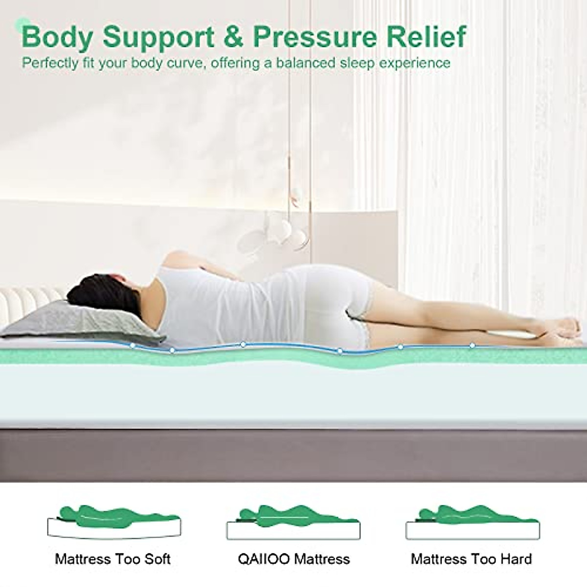 MUUEGM Twin Mattress 6 Inch Memory Foam Mattress in a Box Twin Size Cooling Gel Green Tea Infused Mattress for Back Pain Relief,for Bunk Bed,Medium Feel, CertiPUR-US Certified