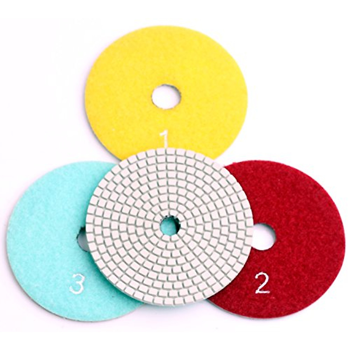 casaverde 4 Inch with 2.5mm Thickness Dry/Wet 3 Step Polishing Pads for Granite Marble Concrete Stone