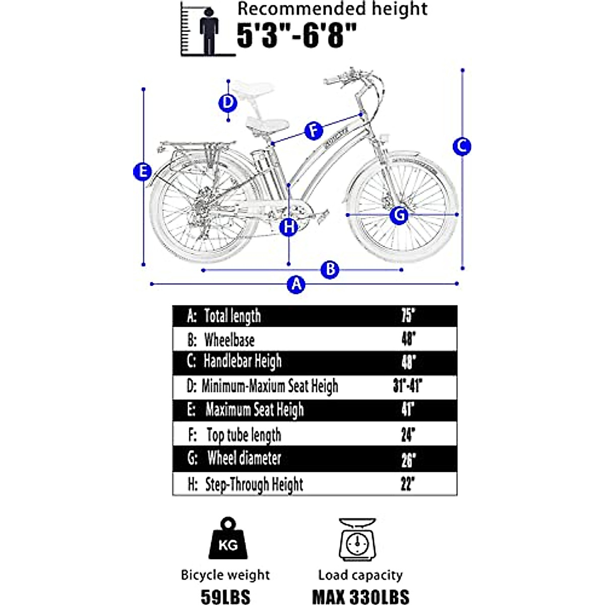 Soumye 48V500W13Ah 26" Step-Thru Beach Cruiser Electric Bicycle City E-Bike Mountain Bike (Step-Thru Green)…