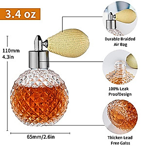 LINALL Perfume Bottle Vintage Atomizer Spray Bottle for Cocktail 100ml/3.4oz Empty Refillable Perfume Atomizer Glass Bottle Great for Perfume Home Decoration