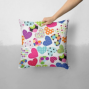 iiRov Colorful Polkadot Hearts - Custom Decorative Home Decor Indoor or Outdoor Throw Pillow Cover Plus Cushion Set for Sofa, Bed or Couch (Pillow CASE Cover Plus Cushion)