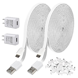 2pack 30ft/9m Power Extension Cable for Wyze Cam v4/v3/OG/v3 Pro,Wyze Cam Outdoor,Wyze Cam Pan,Arlo Pro 2/Essential,Eufy,Kasa,Blink Mini/Outdoor 3rd,Micro USB Charging Cord for Security Camera