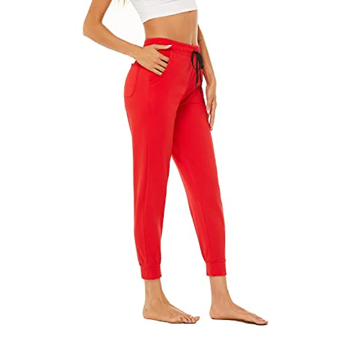 AvaCostume Women's Lightweight Cotton Sweatpants Yoga Joggers Lounge Casual Pants with Pockets Red XXL