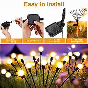 QIZIYARDALL 4 Pack Solar Garden Lights Outdoor, 40 LEDs Solar Firefly Swaying Lights Outdoor Decorations, Waterproof for Patio Pathway Outdoor Decor