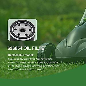 Brlyeeanze 2 Pack 696854 492932S Oil Filter Compatible with John Deere AM125424 BS 492932 695396 696854 492932B Kawasaki 49065 7007 Kohler 2505001 Tecumseh 36563 Lawn Mower Oil Filter