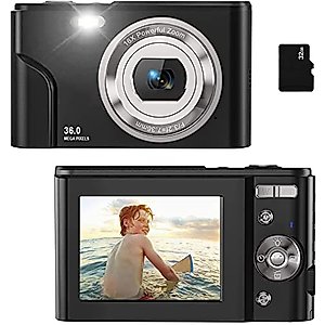 Digital Camera for Kids Boys and Girls - 36MP Children's Camera Full HD 1080P Rechargeable Electronic Mini Camera for Students, Kids,Black