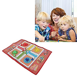 Tissting Wooden Checkerboard Flying Ludo Chess Set, 2.4x1.8in Non Woven Fabric Roll Up Flying Chess Board for Family, Party, Travel, Camping, Leisure Entertainment