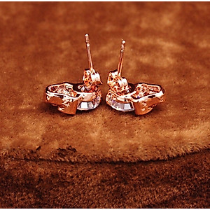 Zittop Rose Gold Women Tone Crystal Diamond Skull Pierced Stud Earrings Jewelry