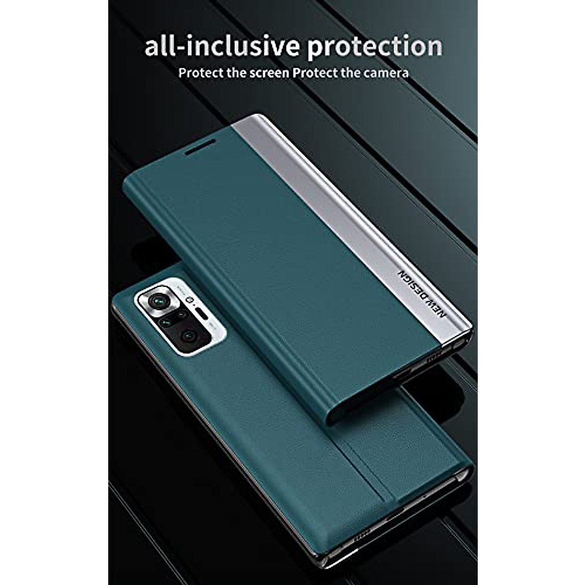 Ysnzaq for Xiaomi Redmi Note 10 4G (Not 5G) Flip Phone Case with Hard PU + TPU Leather Fashion Slim Shockproof Magnetic Full Body Protective Kickstand Phone Cover for Xiaomi Redmi Note 10S CX Green