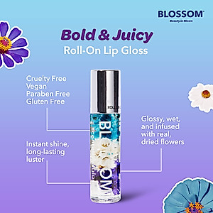 Blossom Scented Roll on Lip Gloss, Infused with Real Flowers, Made in USA, 0.40 fl oz, 2 pack, Raspberry/Watermelon