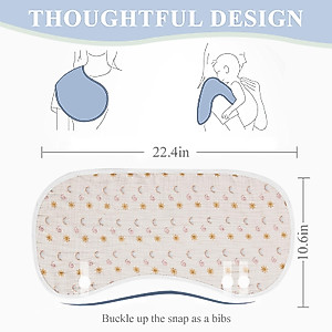 COTTONBEBE Muslin Burp Cloths with Snaps, Multi-Use Burpy Bib 100% Natural Cotton，Large 22"X11" Extra Absorbent Burping Cloth for Baby Girl & Boy, Safari & Rainbow & White