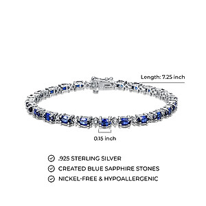 MORGAN & PAIGE Tennis Bracelet for Women, Diamonds and Oval Gemstones, Birthstone Colors, Pure 925 Sterling Silver with Secure Locking Clasp