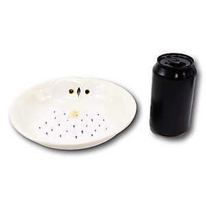 Set Of 4 White Owl Ceramic Salad Entree Deep Plates Or Shallow Bowls