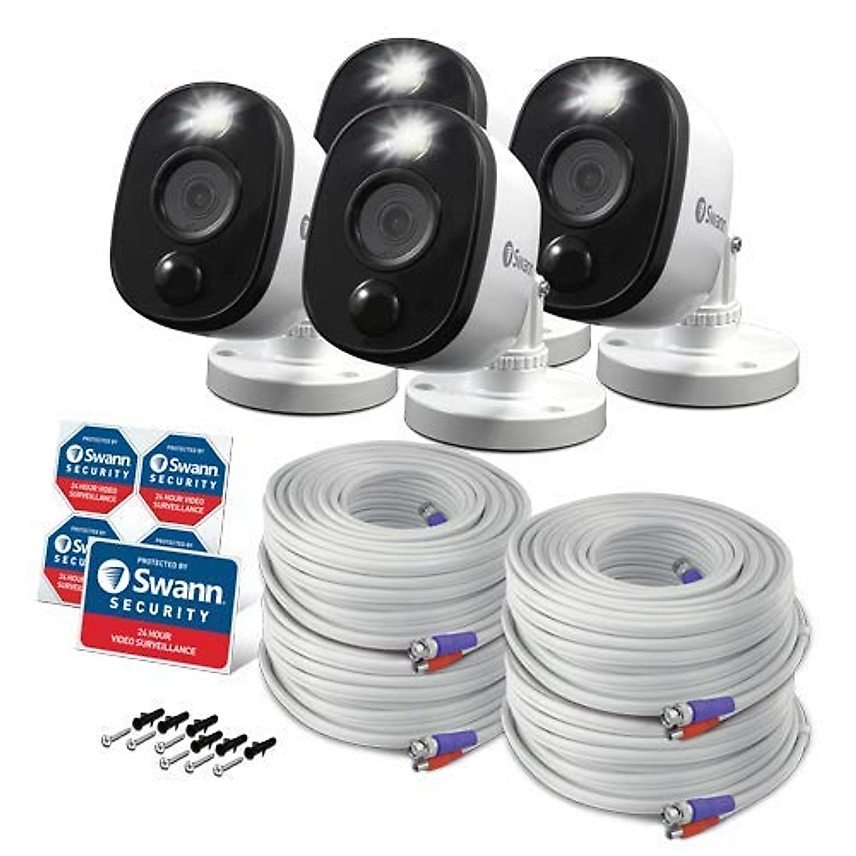 Swann SRPRO-1080MSFBWB4 4 Pack of SWPRO-1080MSFB BNC add on/Replacement Cameras 1080P with Sensor Warning Light, Requires Certain DVR to Work, See Details for Compatibility