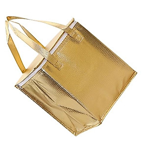 CHILDWEET Food Bag Catering Bag for Food Deliveries Lunch Tote Bag Grocery Shopping Bag Car Insulated Bag Zipper Food Bag Insulated Shopping Bags Hot Bags Golden Non-woven Fabric