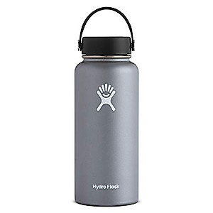 Hydro Flask 32 oz Double Wall Vacuum Insulated Stainless Steel Leak Proof Sports Water Bottle, Wide Mouth with BPA Free Flex Cap, Graphite