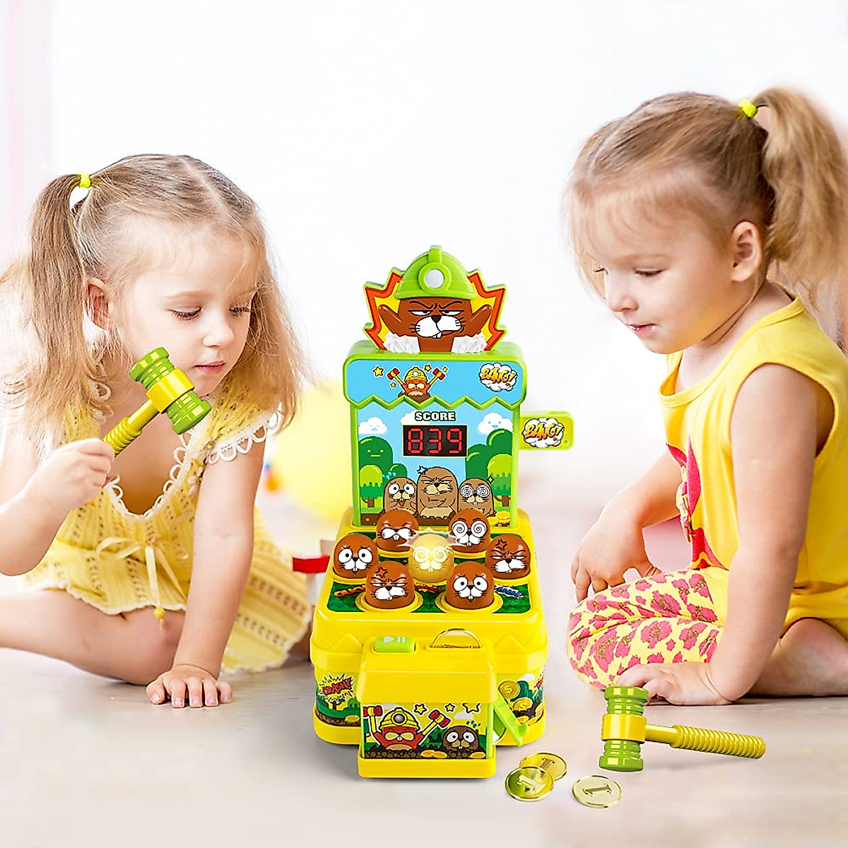 VATOS Whack Game Mole, Mini Electronic Arcade Game with 2 Hammers, Pounding Toys Toddler Toys for 3 4 5 6 7 8 Years Old Boys Girls, Whack Game Mole Toy, Developmental Toy Interactive Toy