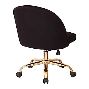 OSP Home Furnishings Layton Mid-Back Adjustable Office Chair with 5-Star Base, Gold Finish and Black Velvet