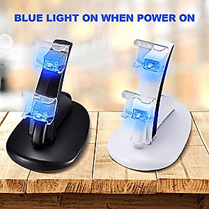 2 Pack PS4 Controller Charger, Playstation 4 / PS4 / PS4 Pro / PS4 Slim Controller Charging Dock Stand Stations with Dual Micro USB Fast Charging & LED Indicator (Black & White)