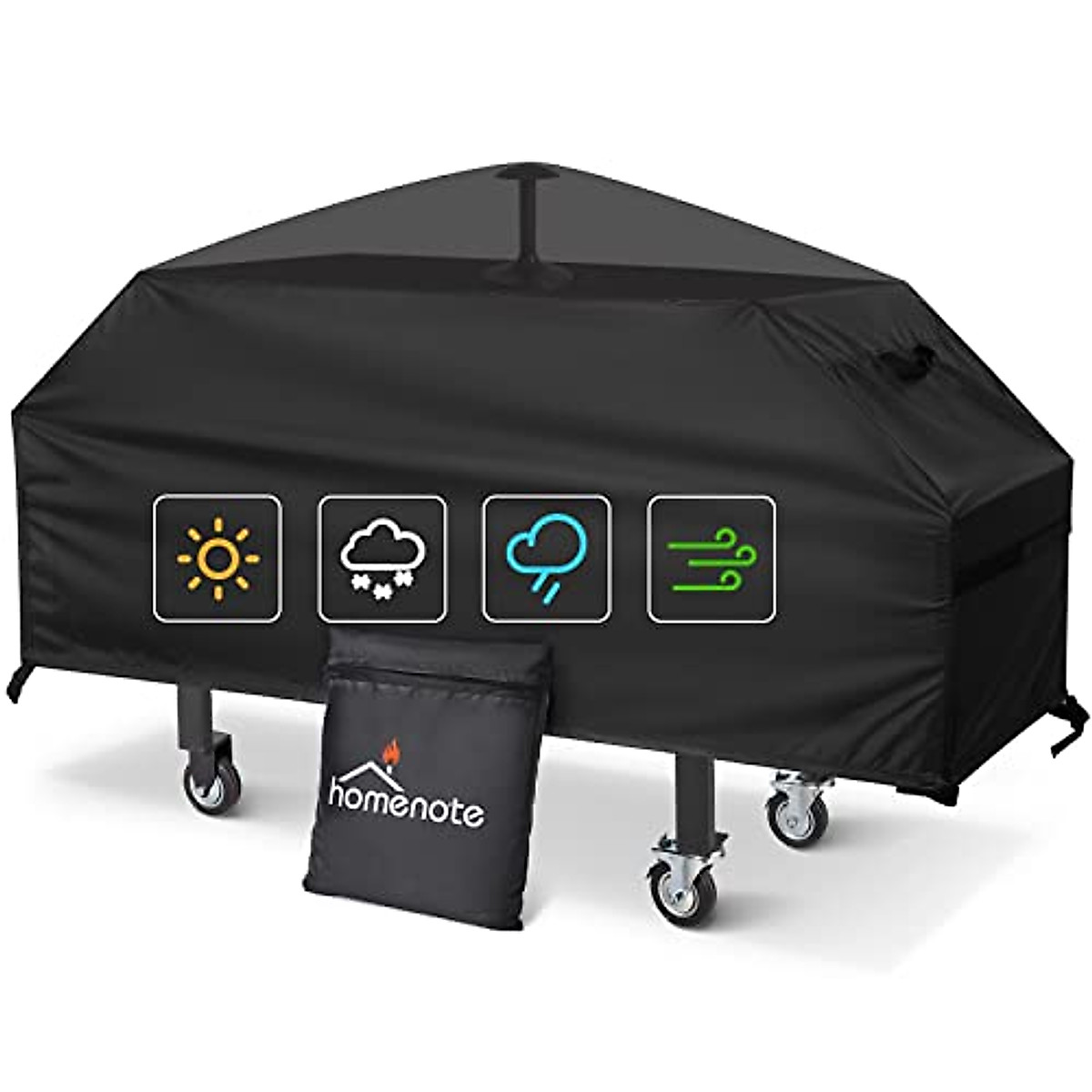 Homenote 36 inch Griddle Cover for Blackstone with Hood and Stand, Heavy Duty Grill Cover Waterproof Windproof Weather Resistant with Support Pole for Outdoor Grilling Camping Gas Grill Griddle 