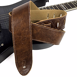 Perri's Leathers Ltd. - Italian Leather Guitar Strap - Adjustable from 41" to 56" for Electric, Bass, Acoustic Guitar - Deluxe Italian Leather - Chestnut (JW-G7LE-IT68)