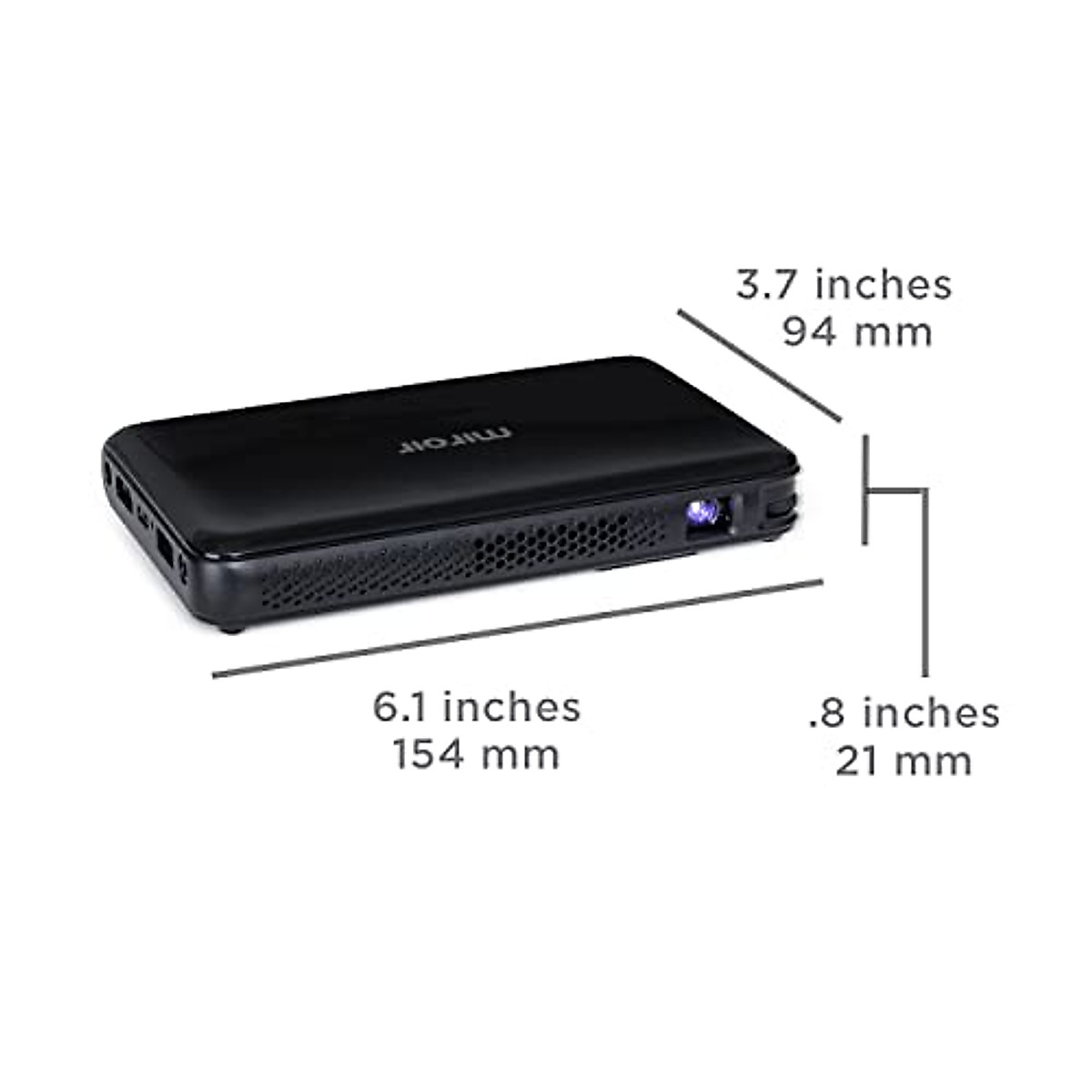 Miroir M190 Portable Projector - Rechargeable Battery - Home and Outdoors (Renewed Premium)