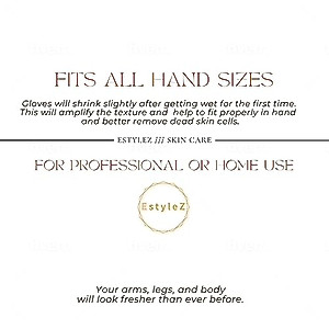 ESTYLEZ Exfoliating Gloves, 2 pcs- Body Exfoliator Mitt (Black) for Dead Skin Remover, Deep Cleaning Shower Gloves - Effective for Spray Tan Removal or Keratosis Pilaris for Men and Women