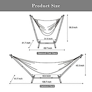 SUNCREAT 2-in-1 Hammocks Hammock Chair with Stand, 475 lbs Capacity, Heavy Duty Two Person Hammock with Stand, Patent Pending, Blue Stripe