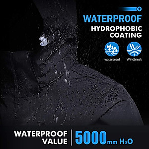 CAMEL CROWN Womens Waterproof Ski Jacket 3-in-1 Windbreaker Winter Coat Fleece Inner for Rain Snow Outdoor Hiking(Black,3XL)