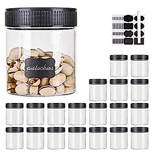 8oz Plastic Jars With Lids, Accguan Airtight Container for Food Storage, Clear Plastic Jars Ideal For Dry Food, Peanut Butter, Honey and Jam Storage, Set of 20